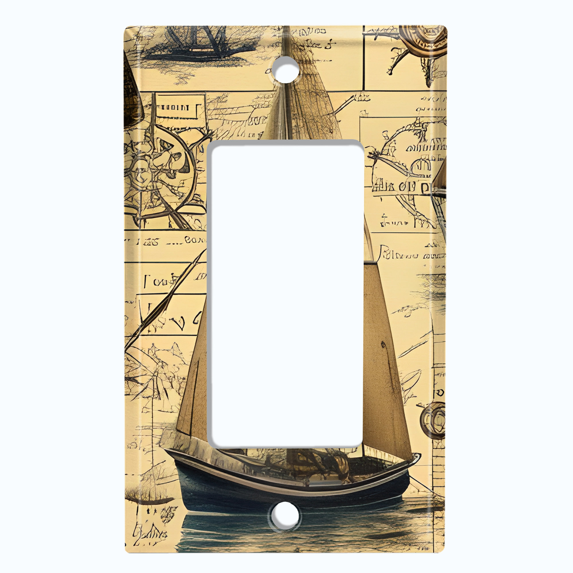 WorldAcc Metal Light Switch Plate Outlet Cover (Rustic Sail Boat ...