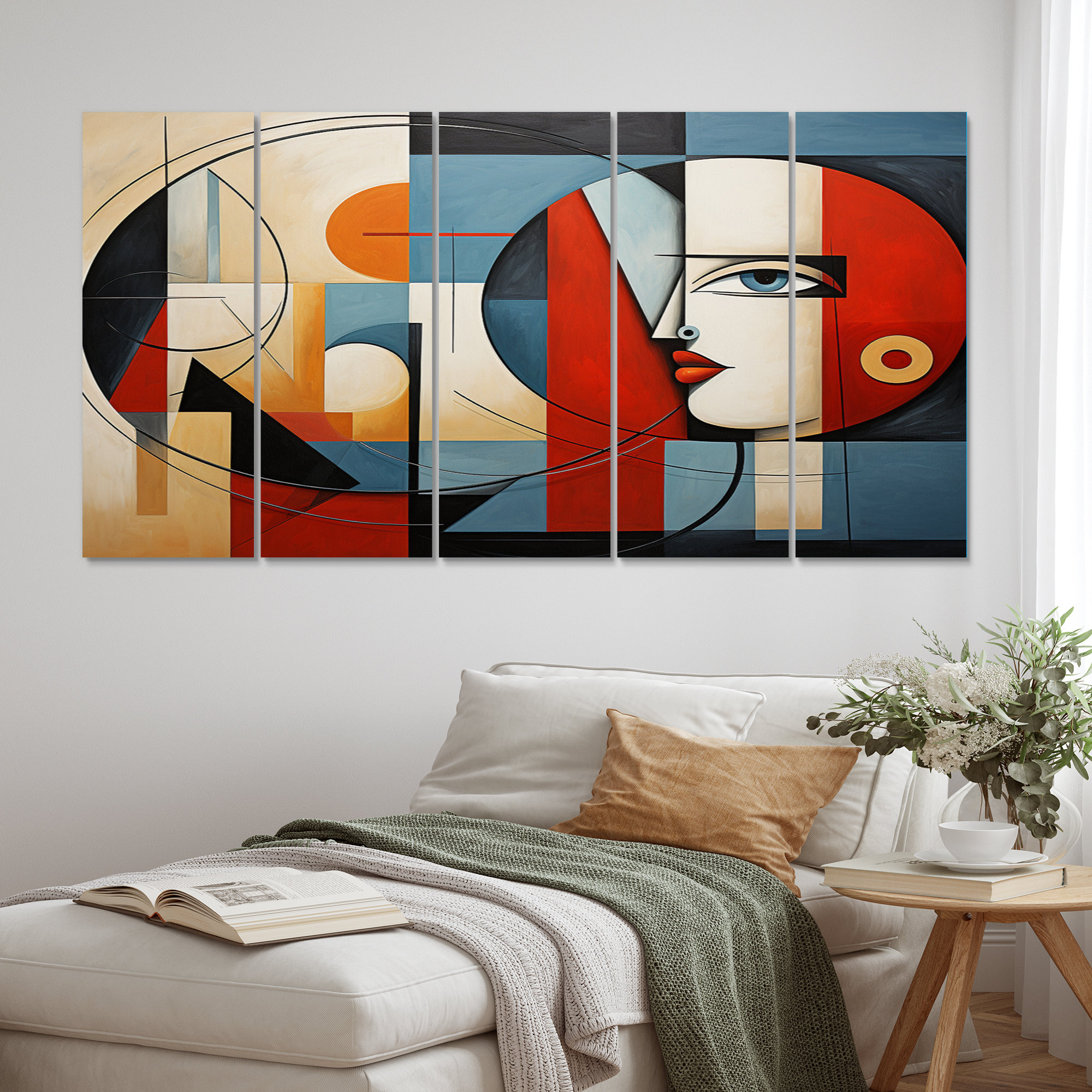 Design Art Cubism Geometric Portrait VII - Cubism Wall Art Living Room ...