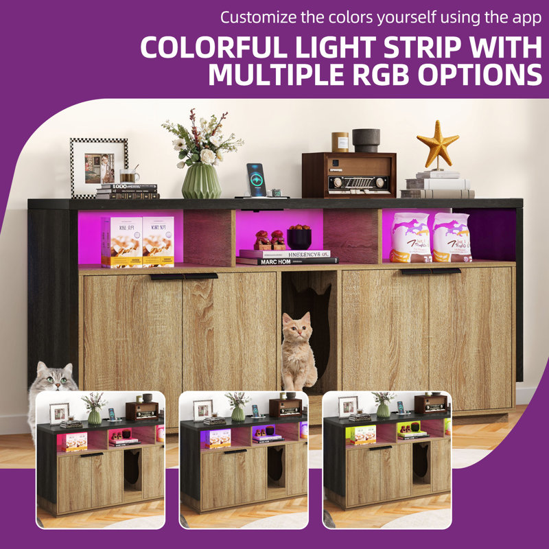 Tucker Murphy Pet™ Cat Litter Box Enclosure TV Stand Furniture Ith ...