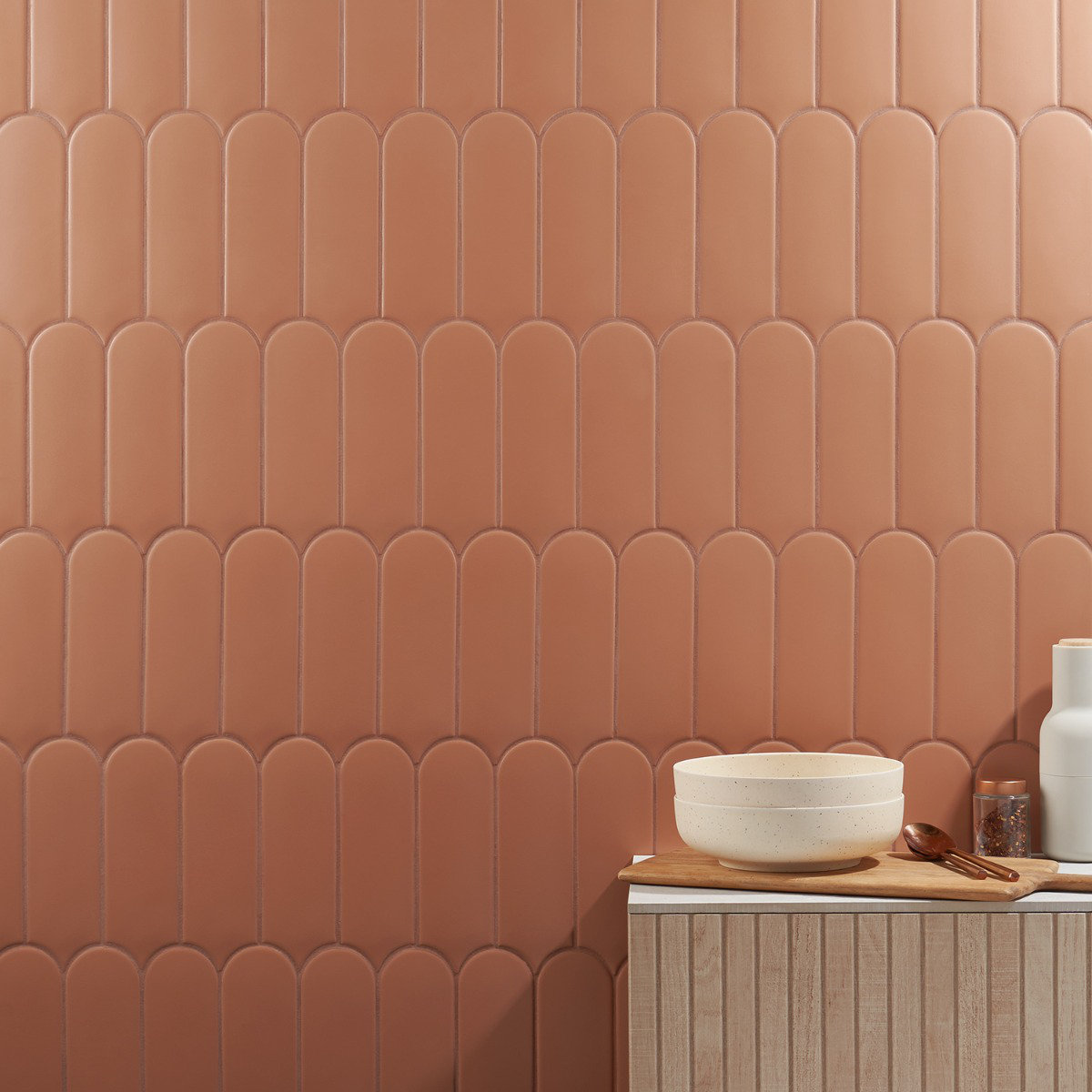 Bond Tile Airy 2.83 in. x 7.67 in. Fishscale Matte Ceramic Wall Tile (5 ...