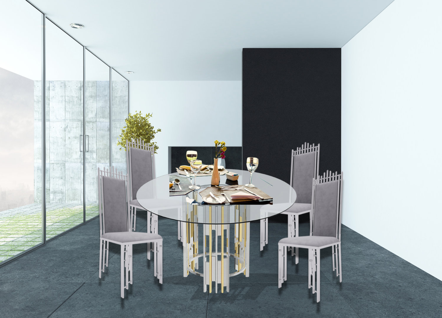 clear dining table set