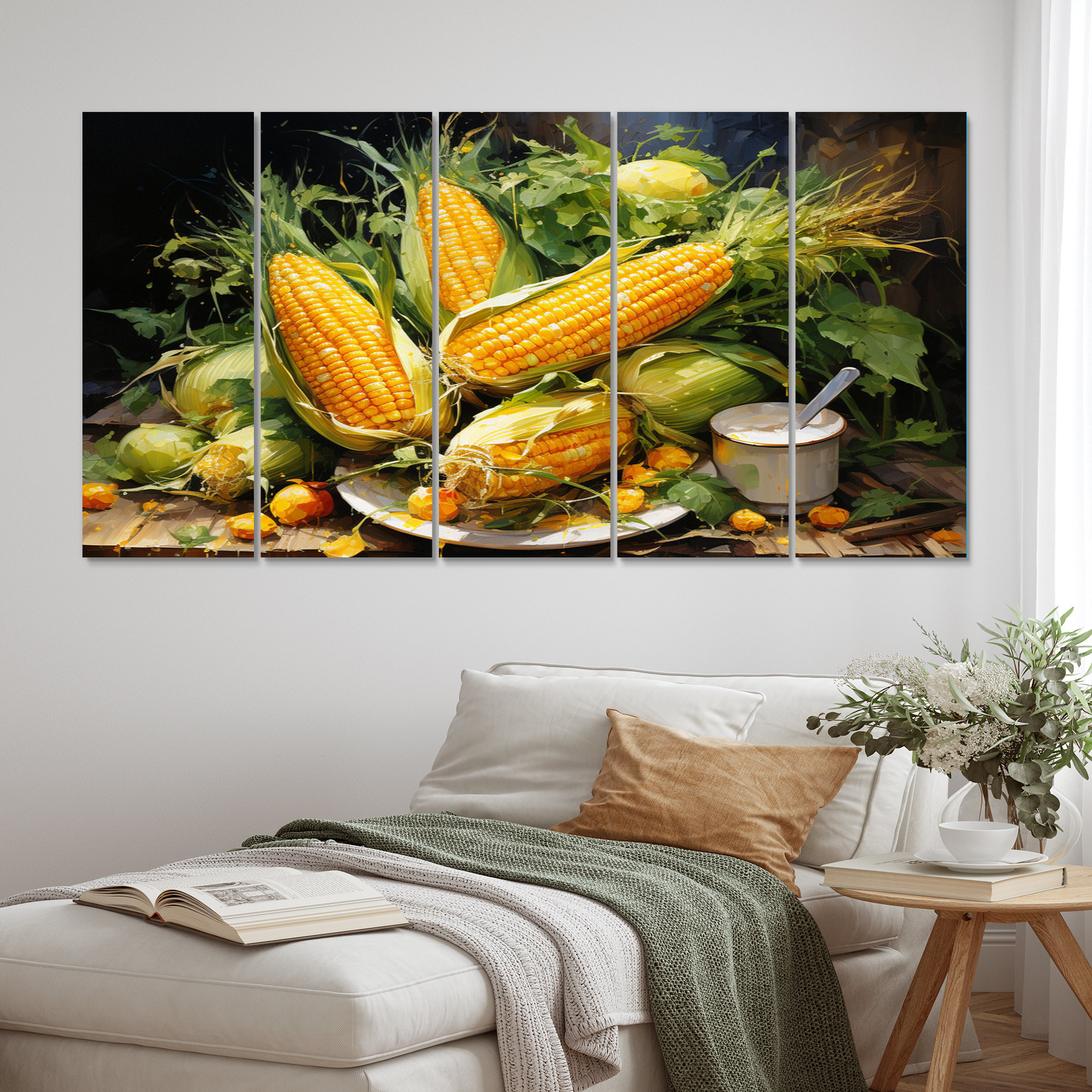 Rosalind Wheeler Vegetable Yellow Corn - Farmhouse Wall Decor - 5 Equal ...
