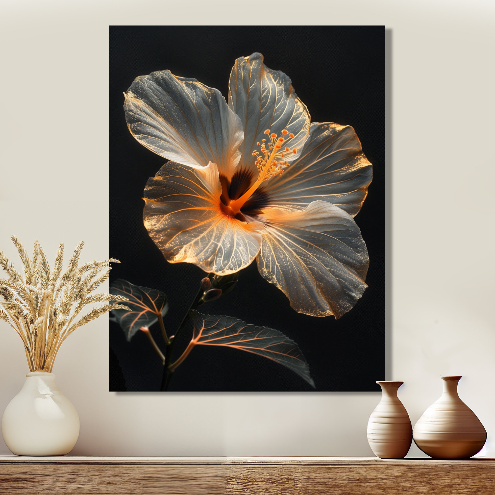 Latitude Run® 'Orange Crystal Glow Hibiscus Flower - Hibiscus Wall ...