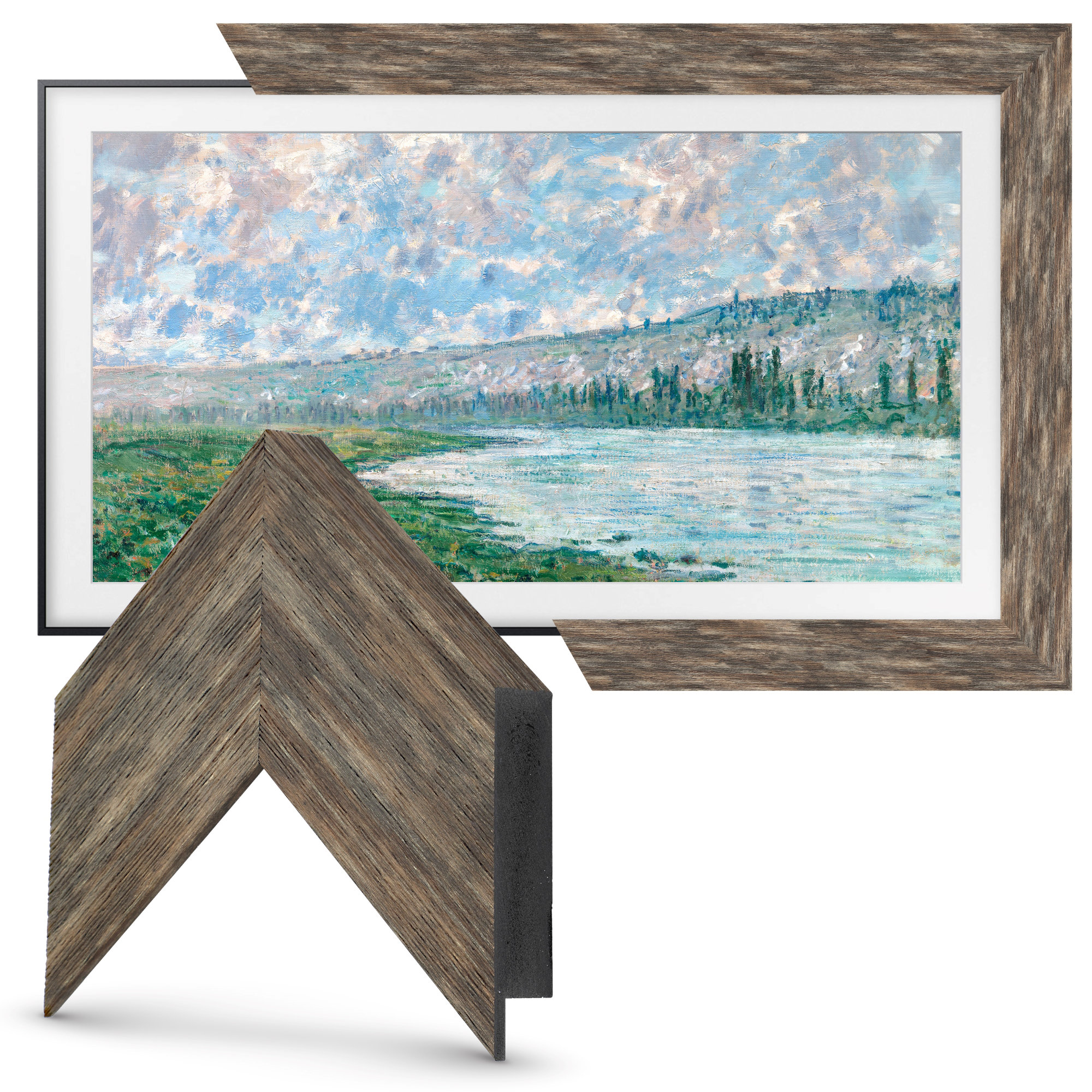 Deco TV Frames Distressed Barnwood Deco TV Frame for Samsung Frame TV ...