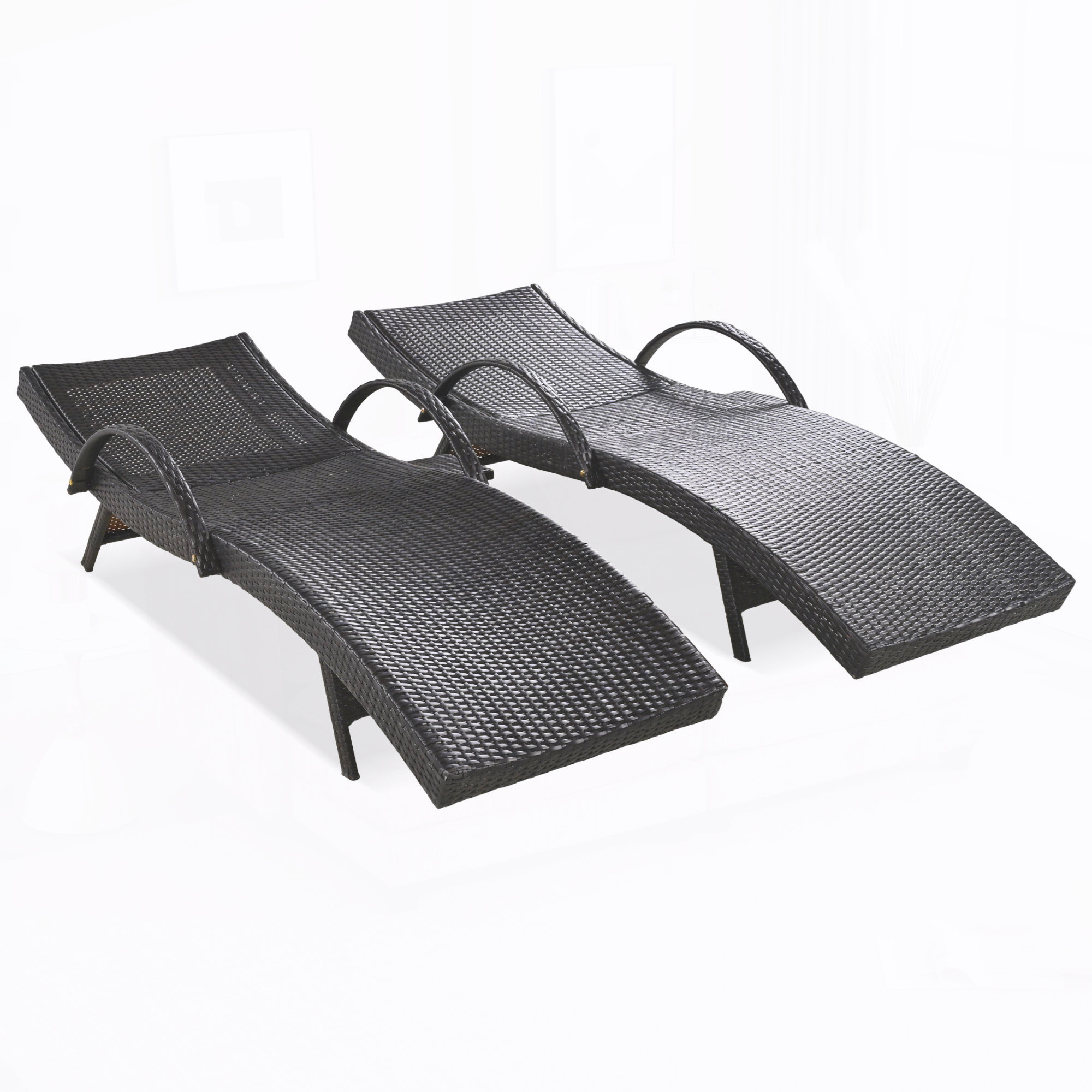 Dovecove Outdoor Wicker Chaise Lounge Chairs Set of 2 | Wayfair