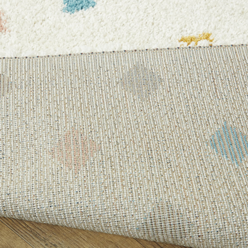 Wrought Studio™ Bartucca Diamond Rainbow Colored Shag Area Rug ...