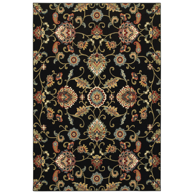 Astoria Grand Greenwich Performance Black/Multi Rug & Reviews | Wayfair