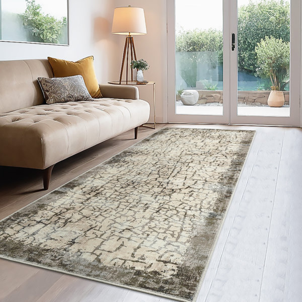 17 Stories Area Rug for Living Room Abstract Fading Design Vintage Rug ...