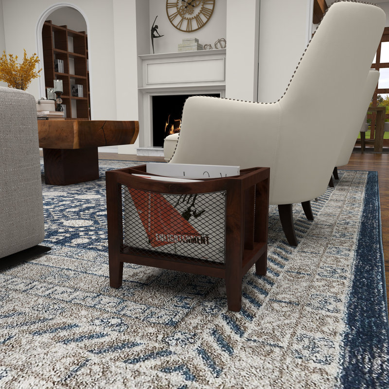 Charlton Home® Wood 3 Slot Decorative Brown Magazine Holder with ...