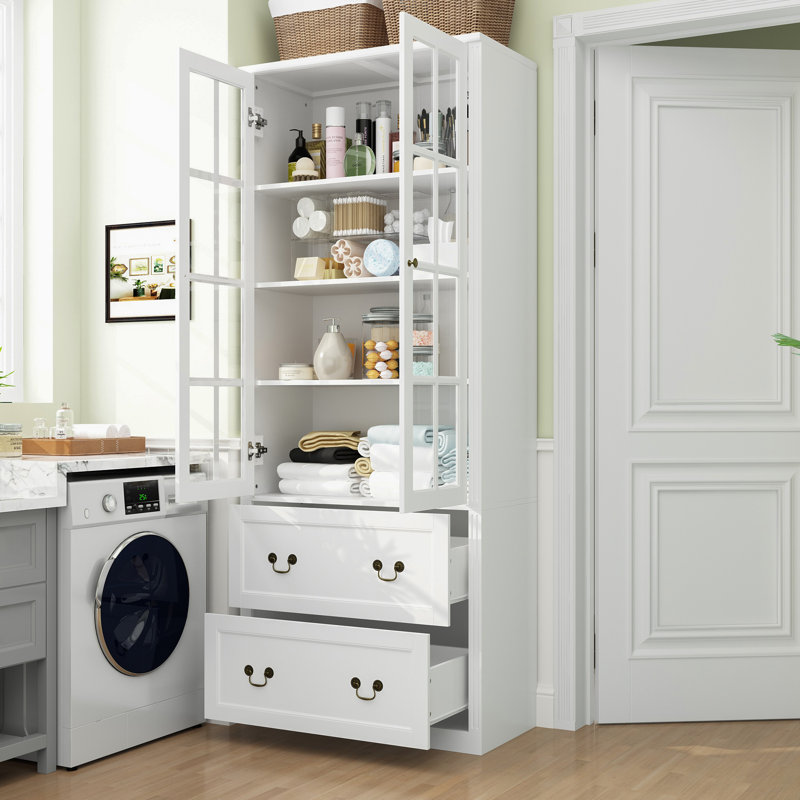 Rebrilliant Novka Freestanding Standard Linen Cabinet & Reviews | Wayfair