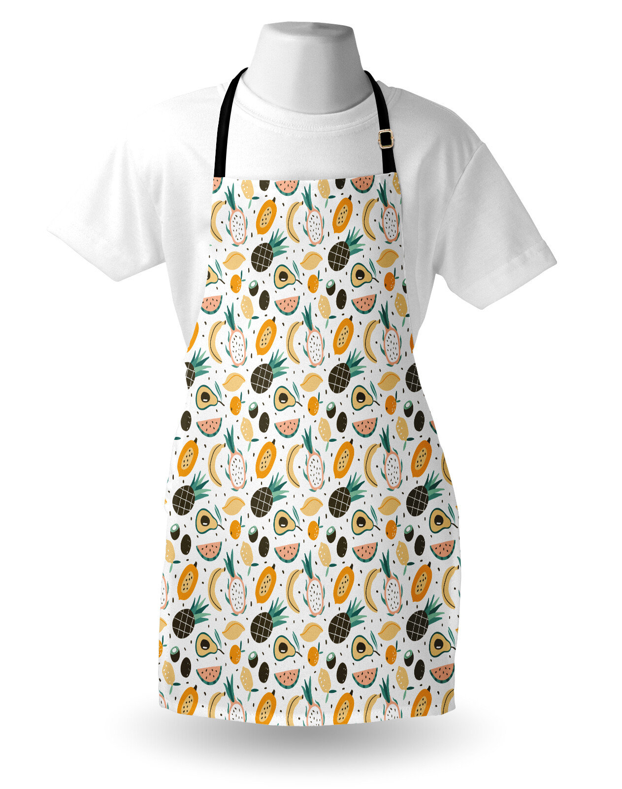 Bungalow Rose Summer Apron Unisex Exotic Fruits Pastel Doodle Adult ...