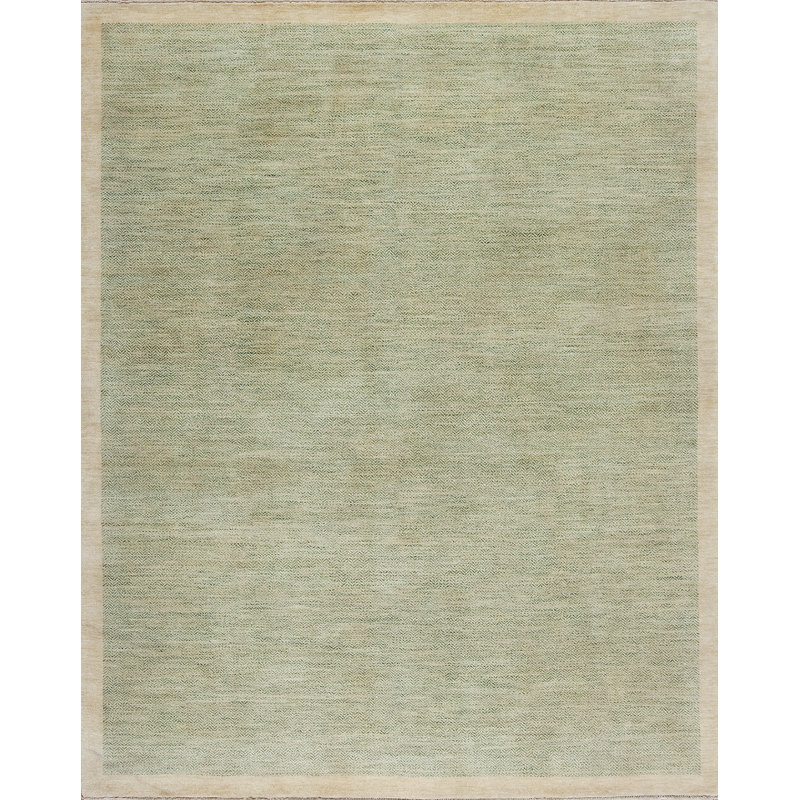 Samad Rugs Textures Wool Area Rug in Sage/Cream | Perigold