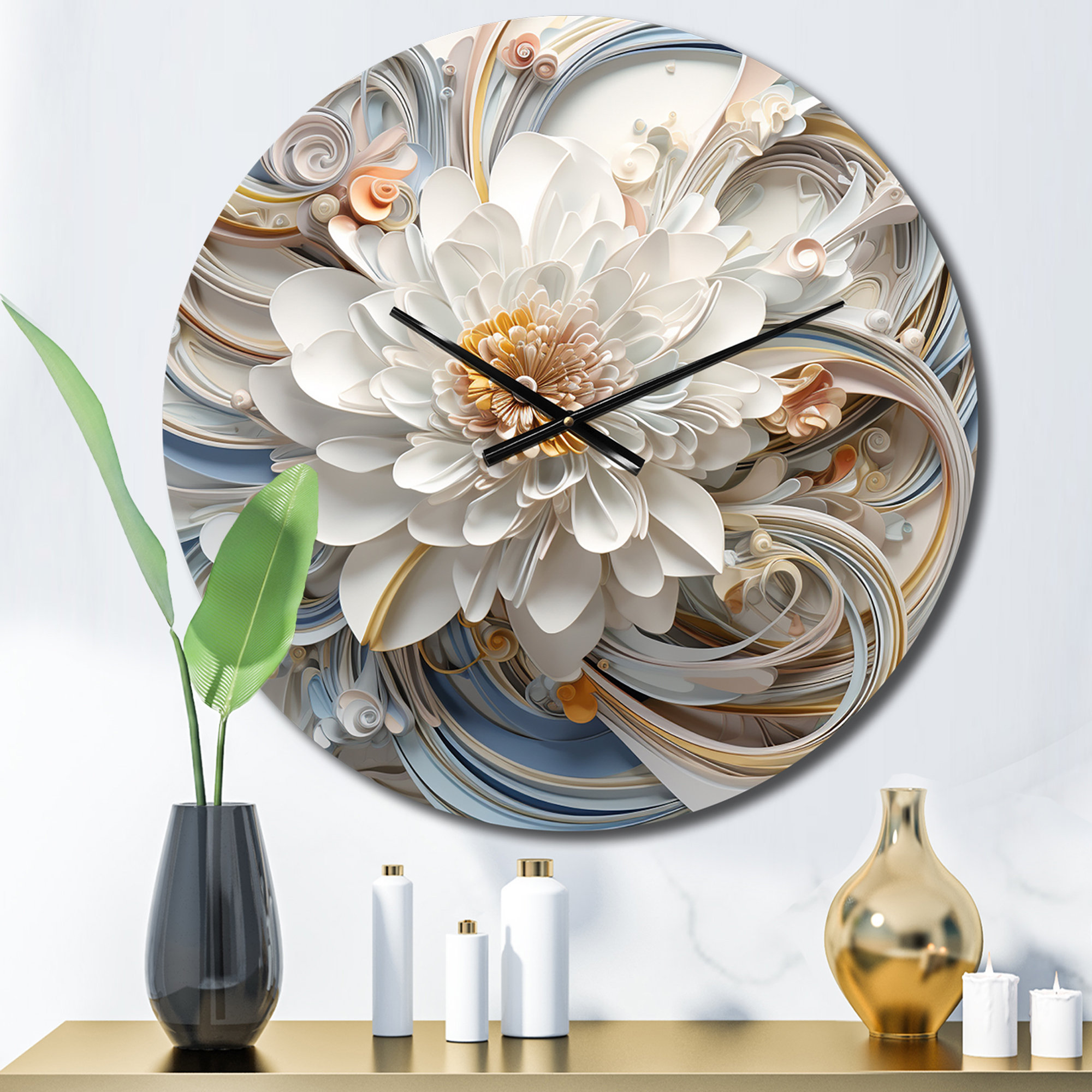 Design Art White Blossoming Spring Fractal Flowers IV - Fractals Wall ...