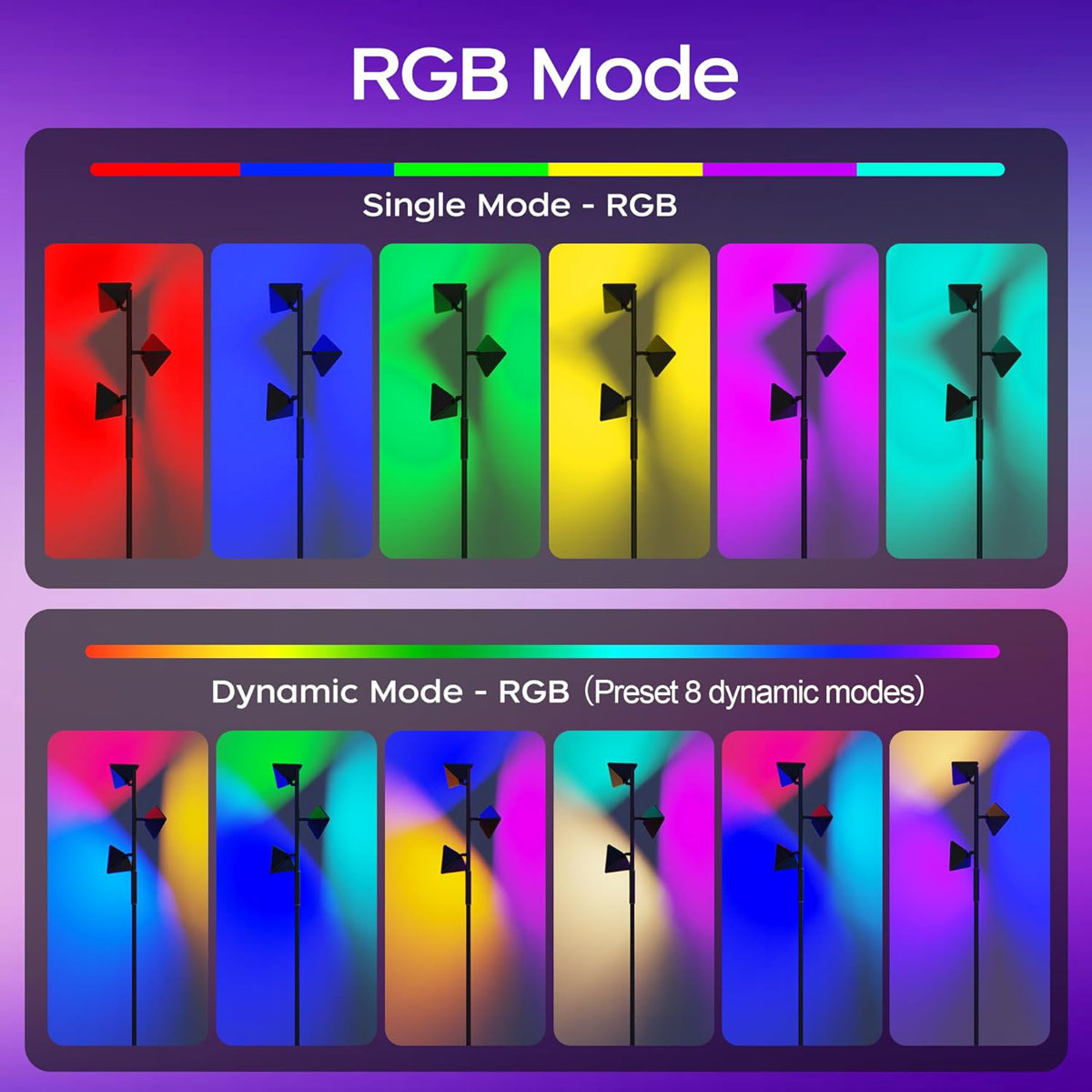 Ebern Designs Eulonda 70'' RGBCW Floor Lamp Stepless Dimmable LED Tall ...