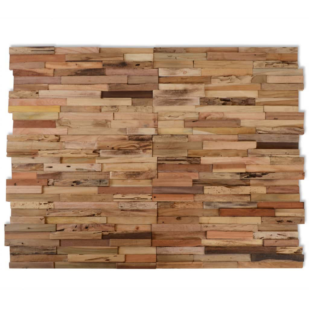 vidaXL Recycled Teak Wood Wall Cladding Panels , Natural Finish | Wayfair