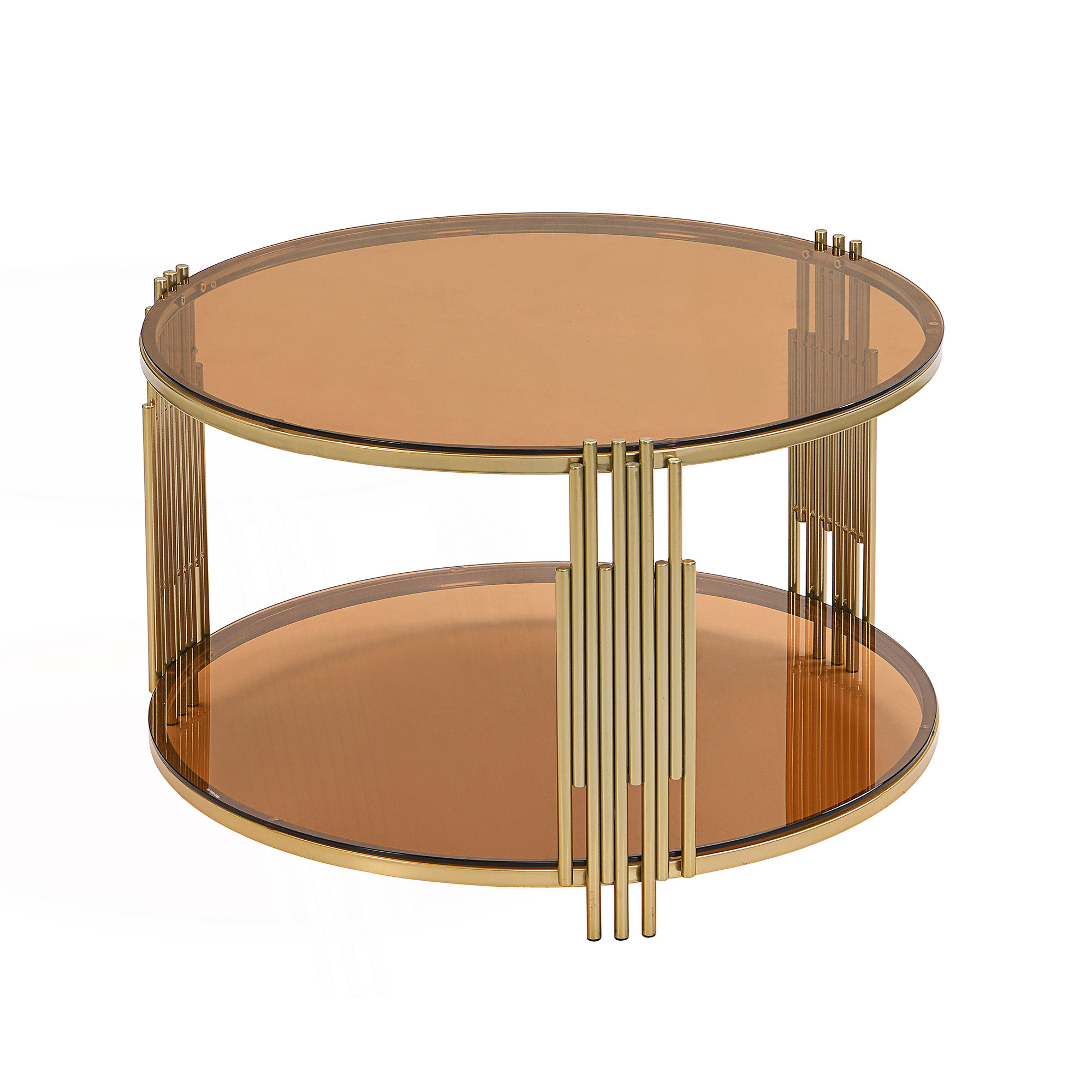 Latitude Run® Modern Coffee Table, Circular Metal Drum Base Table ...