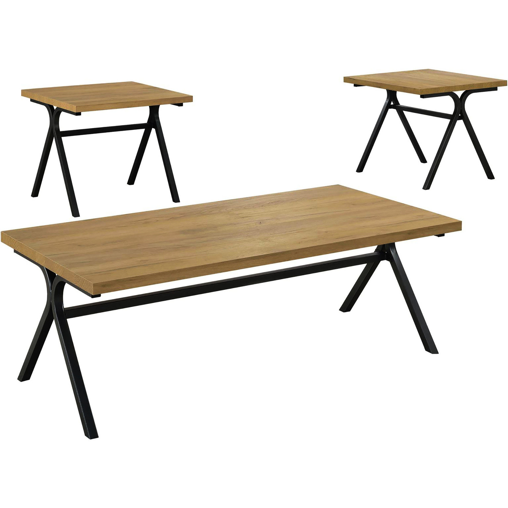 17 Stories 3 Table In Golden Oak And Gunmetal - Trestle Base Tables ...