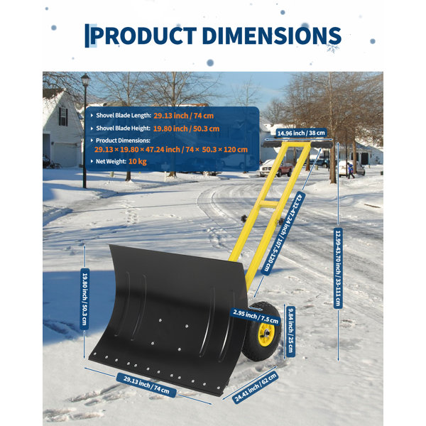 GarveeHome Snow Shovel with Wheels, 5-Position Angled Blade ...