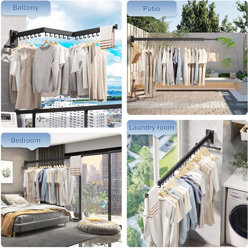 doitbest Folding Wall Mounted Laundry Rack - Retractable And Space ...