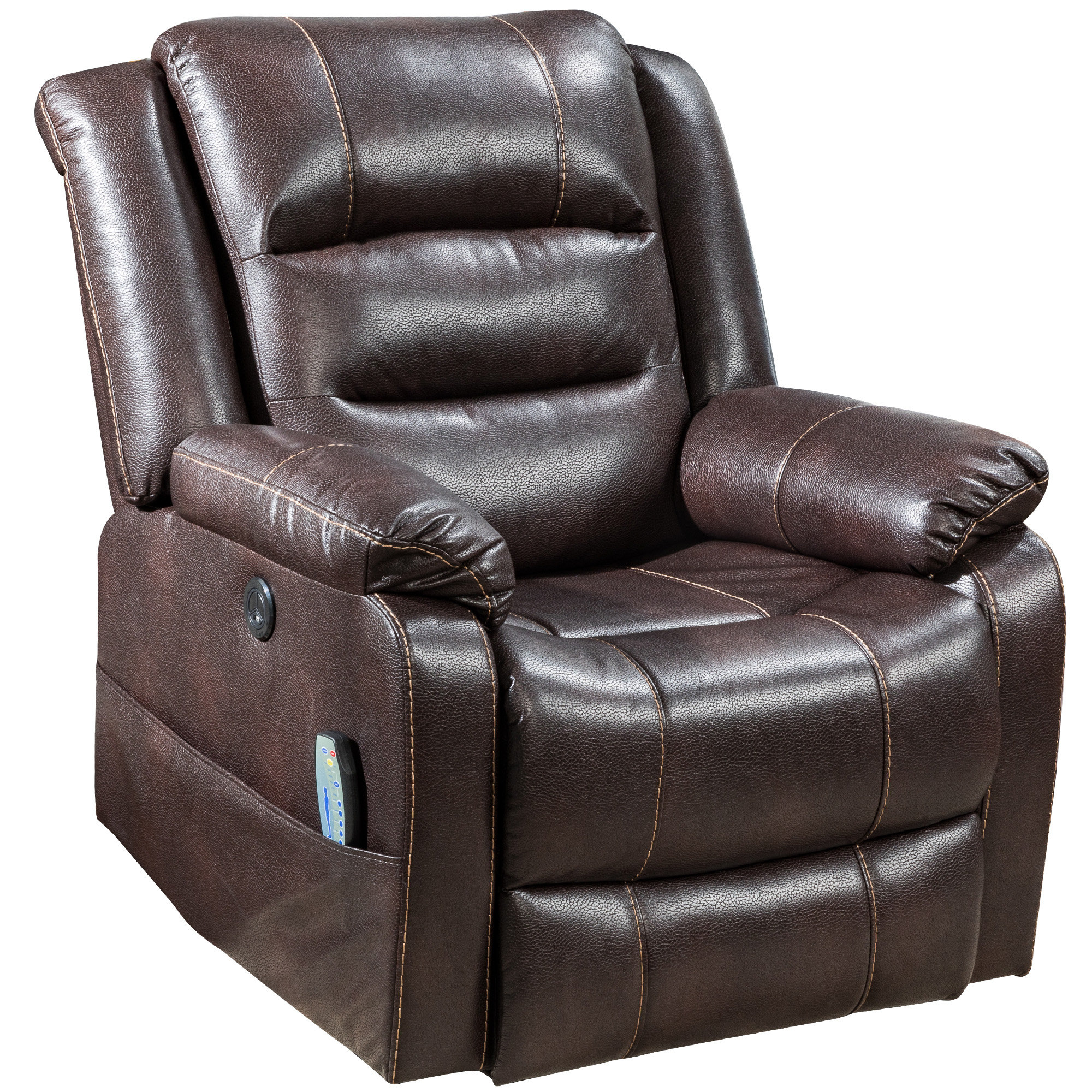 Inbox Zero Faux Leather Power Reclining Heated Massage Chair | Wayfair