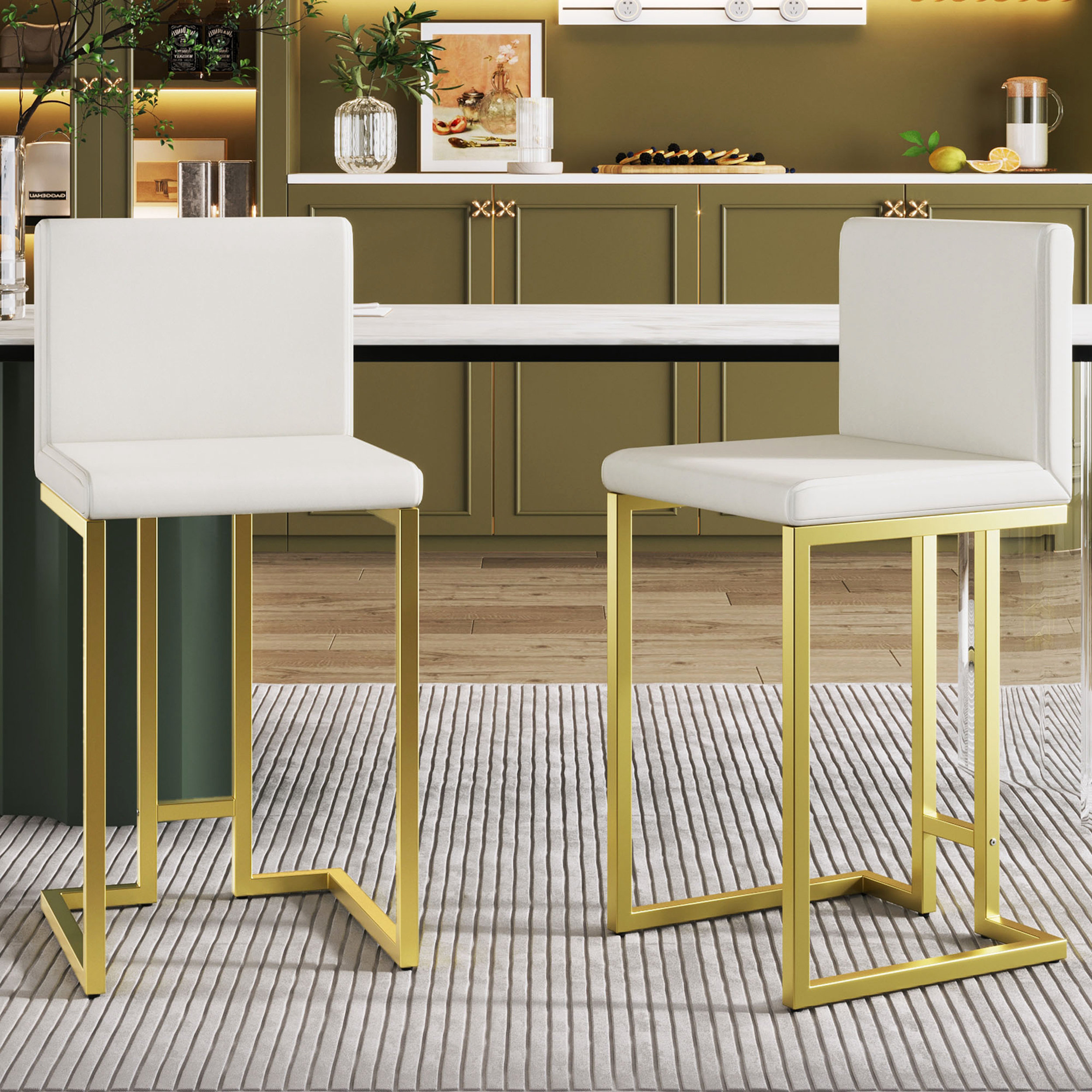 Mercer41 Limpho Mid-Century Modern Counter Height Bar Stools With Back ...