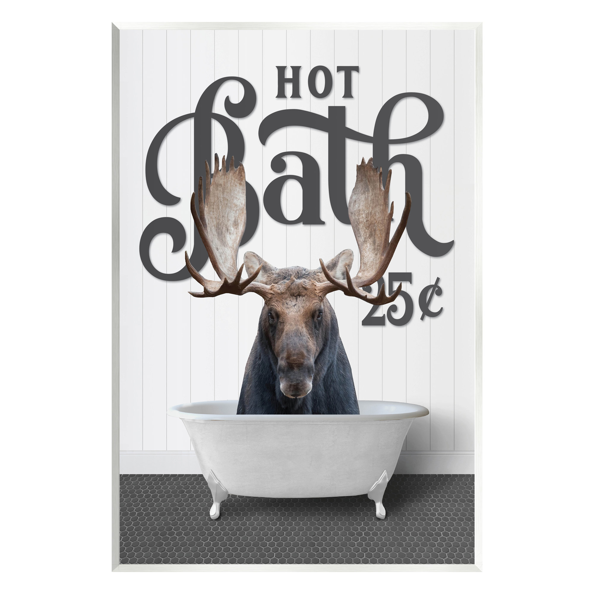 Stupell Industries Vintage Moose Tub On MDF by Lettered And Lined Print ...