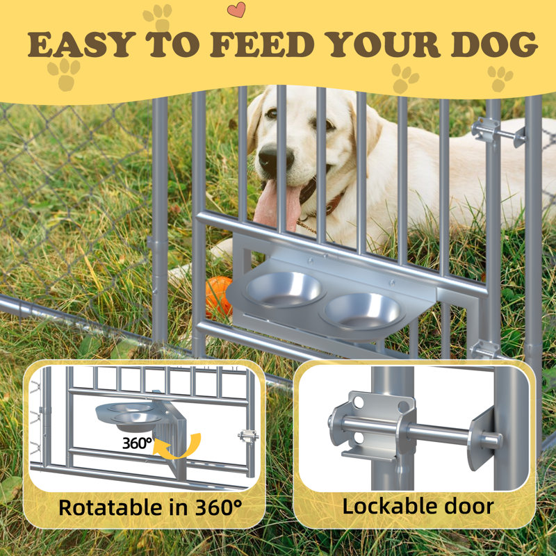 EROMMY 10'x10' Outdoor Dog Kennel, Heavy Duty Large Dog Kennels With ...