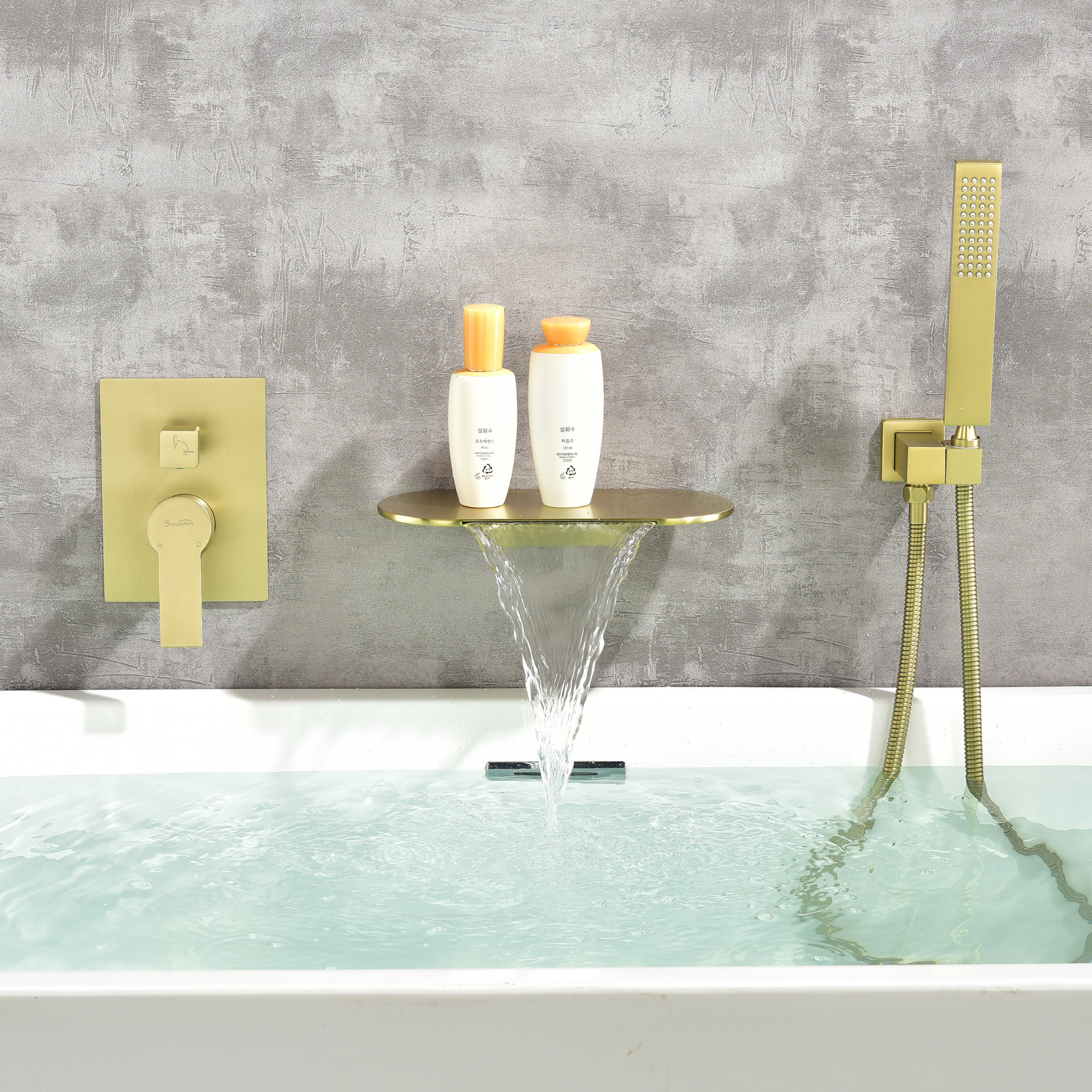 SHAMANDA Single Handle Wall Mounted Waterfall Faucet Trim with ...