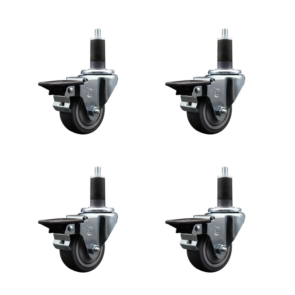 Service Caster 3 Inch Thermoplastic Rubber Swivel 1-1/4 Inch Expanding ...