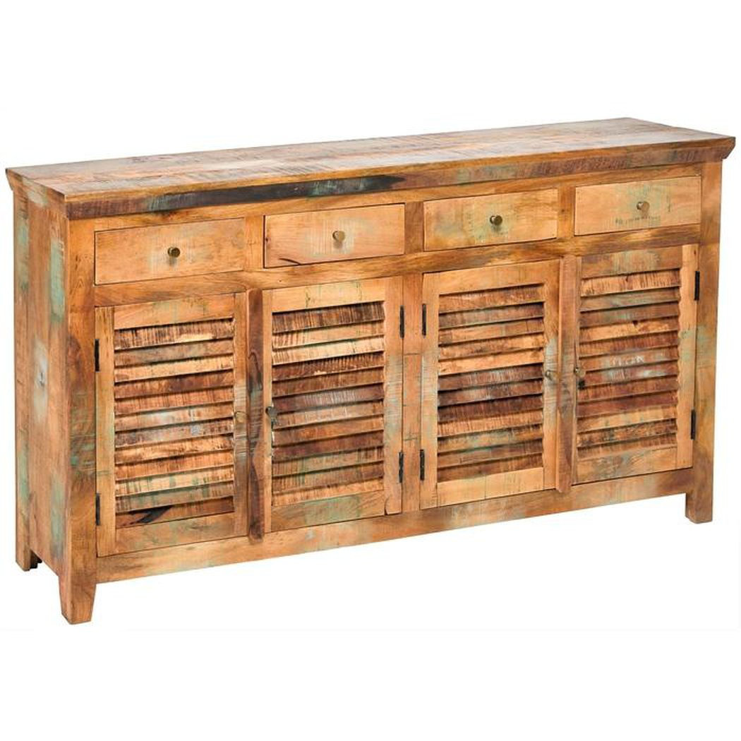 Loon Peak® Mindi 72 Inch Reclaimed Wood Shutter 4 Drawers And Doors ...
