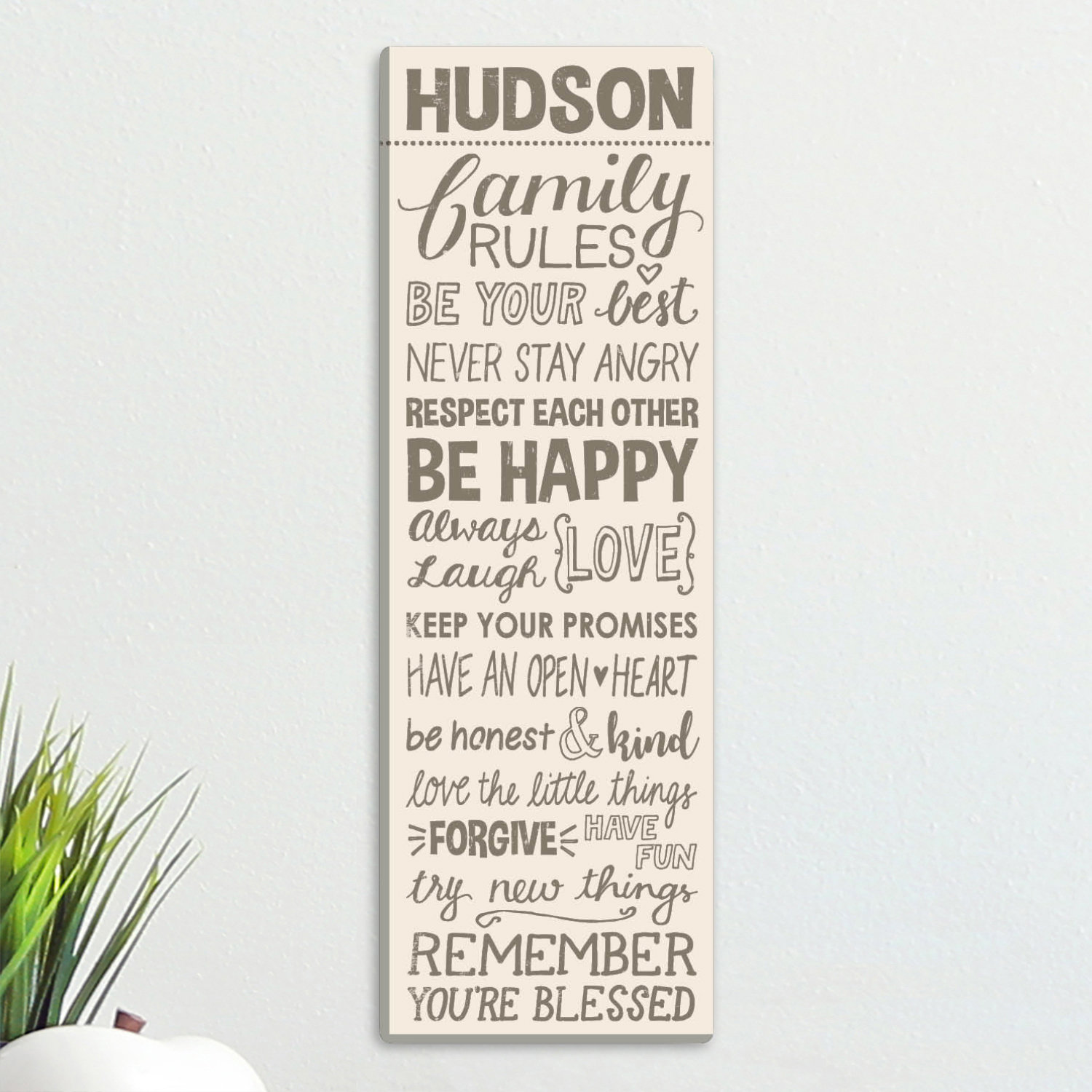Trinx Loving Family Rules Remember You''re Blessed Canvas Print With ...