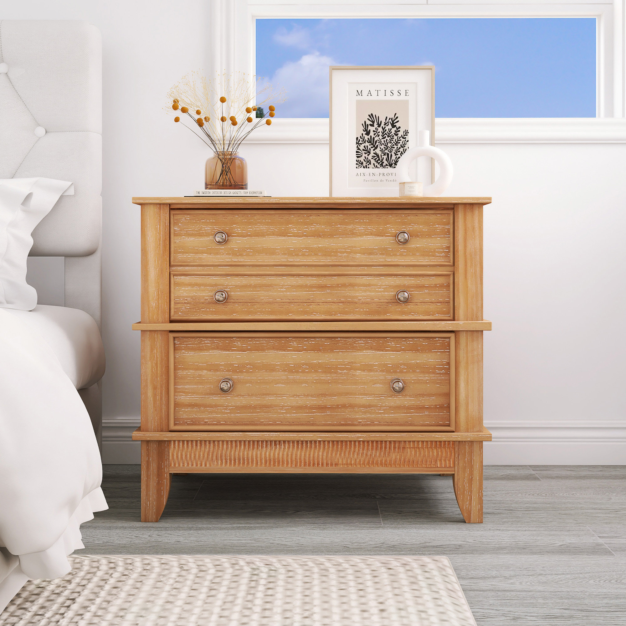 Darby Home Co Arlien Hazel 3 - Drawer Solid Wood Nightstand | Wayfair