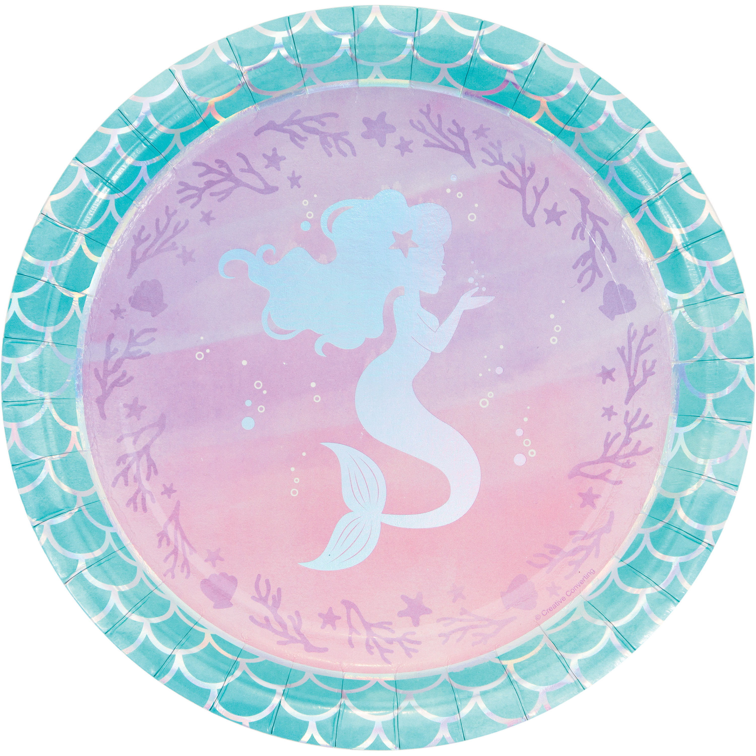 Creative Converting Iridescent Mermaid Party Basic Paper Plate ...