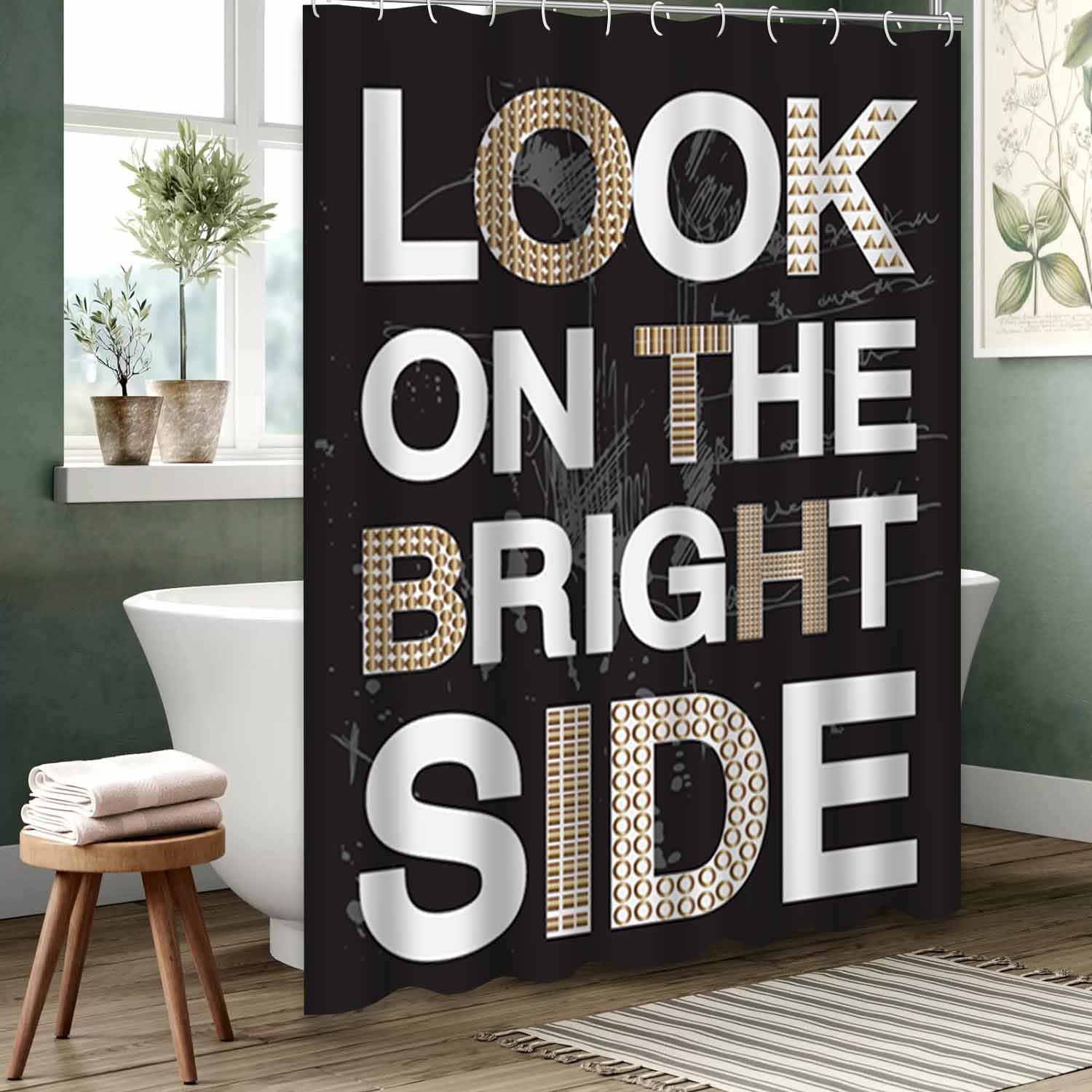East Urban Home Glam Tee Waterproof Shower Curtain - Sequin Love | Wayfair