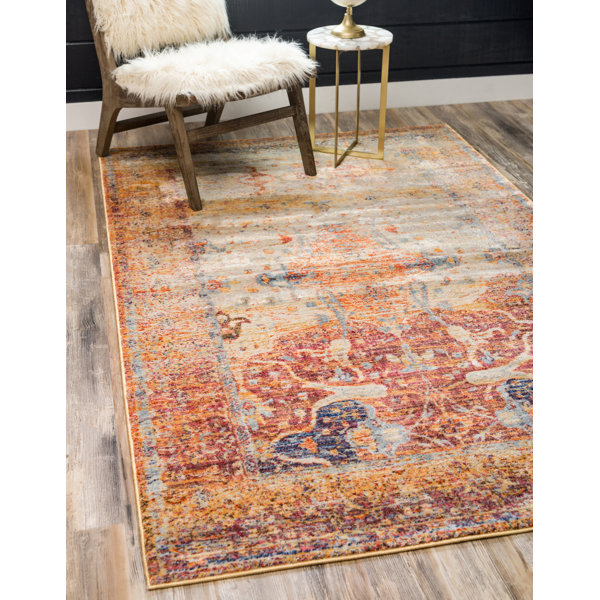 Bungalow Rose Polli Performance Yellow/Orange Rug & Reviews | Wayfair