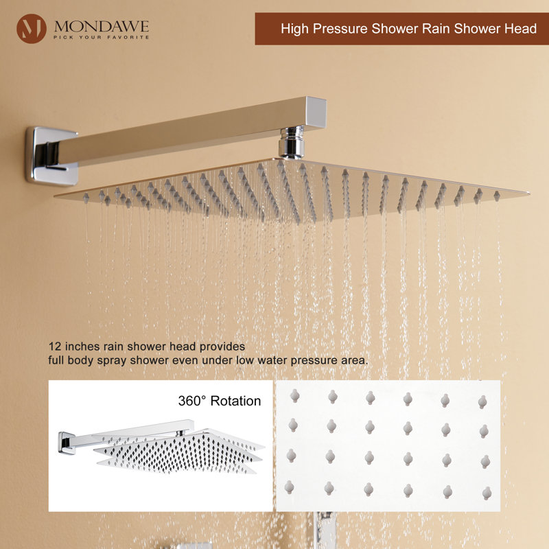mondawe Herathena 3 Functions Wall Mounted Luxury Shower System with 6 ...