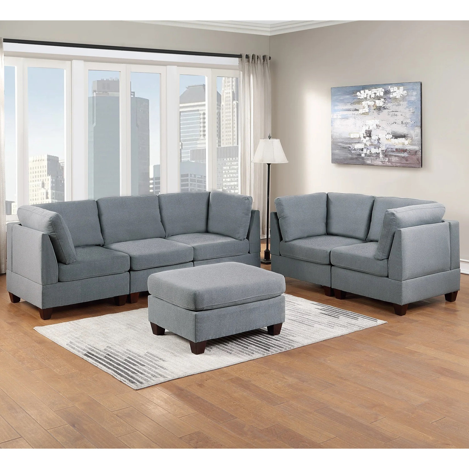 Latitude Run® 6 Piece Linen-Like Fabric Modular Sofa Set In Grey | Wayfair