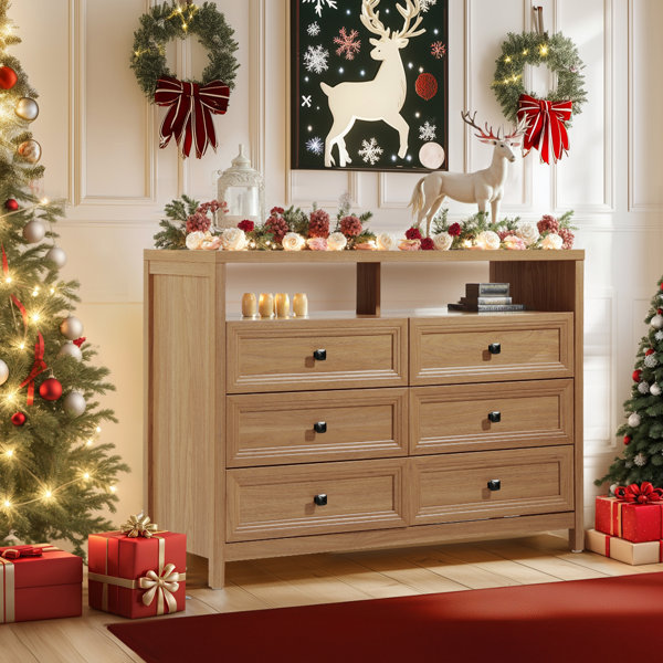 Charlton Home® Geonte 6-Drawer Dresser 47"W Double Dresser, Heavy-Duty ...