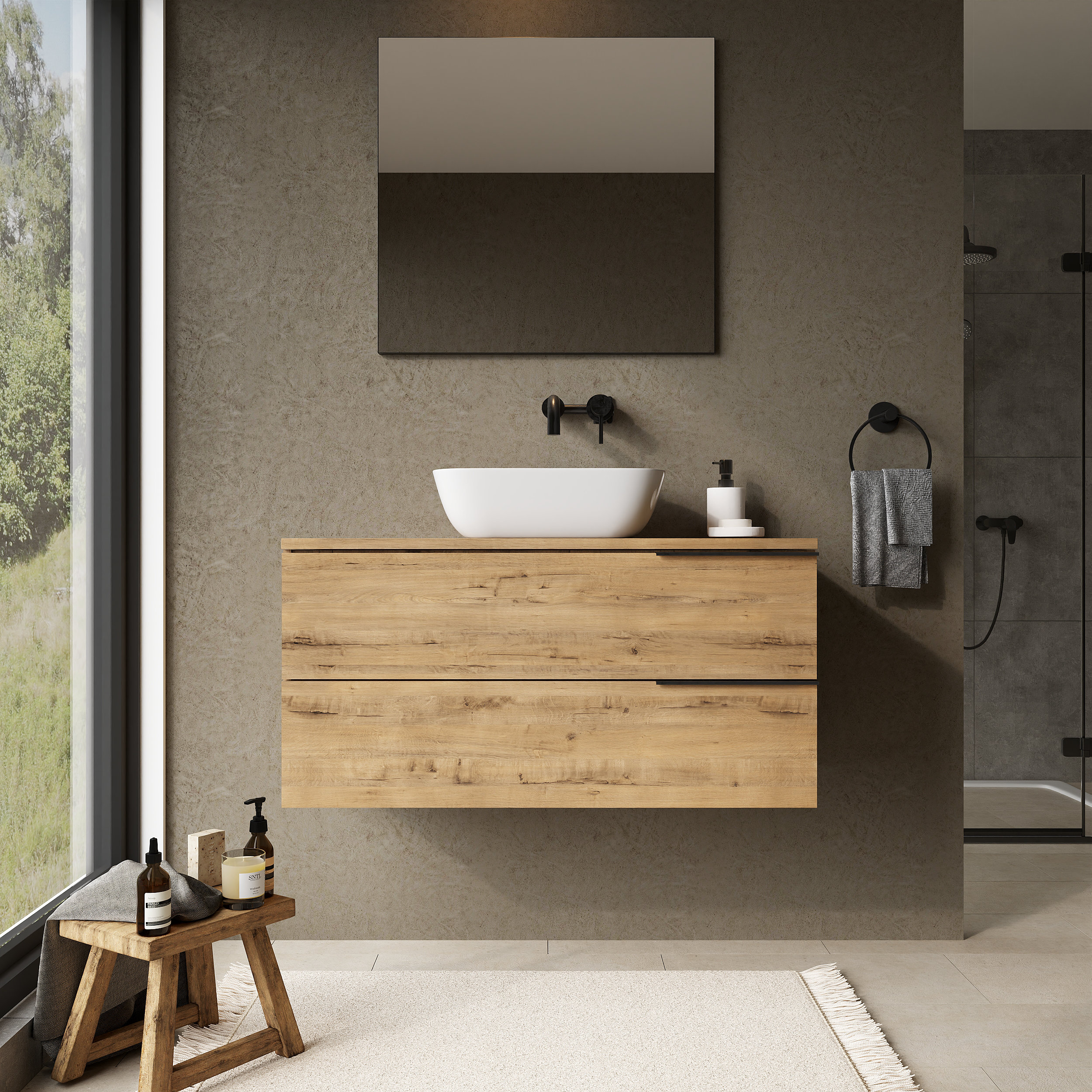 Alpen Home Antora 1000mm Wall Hung Vanity Unit With Matching Worktop ...