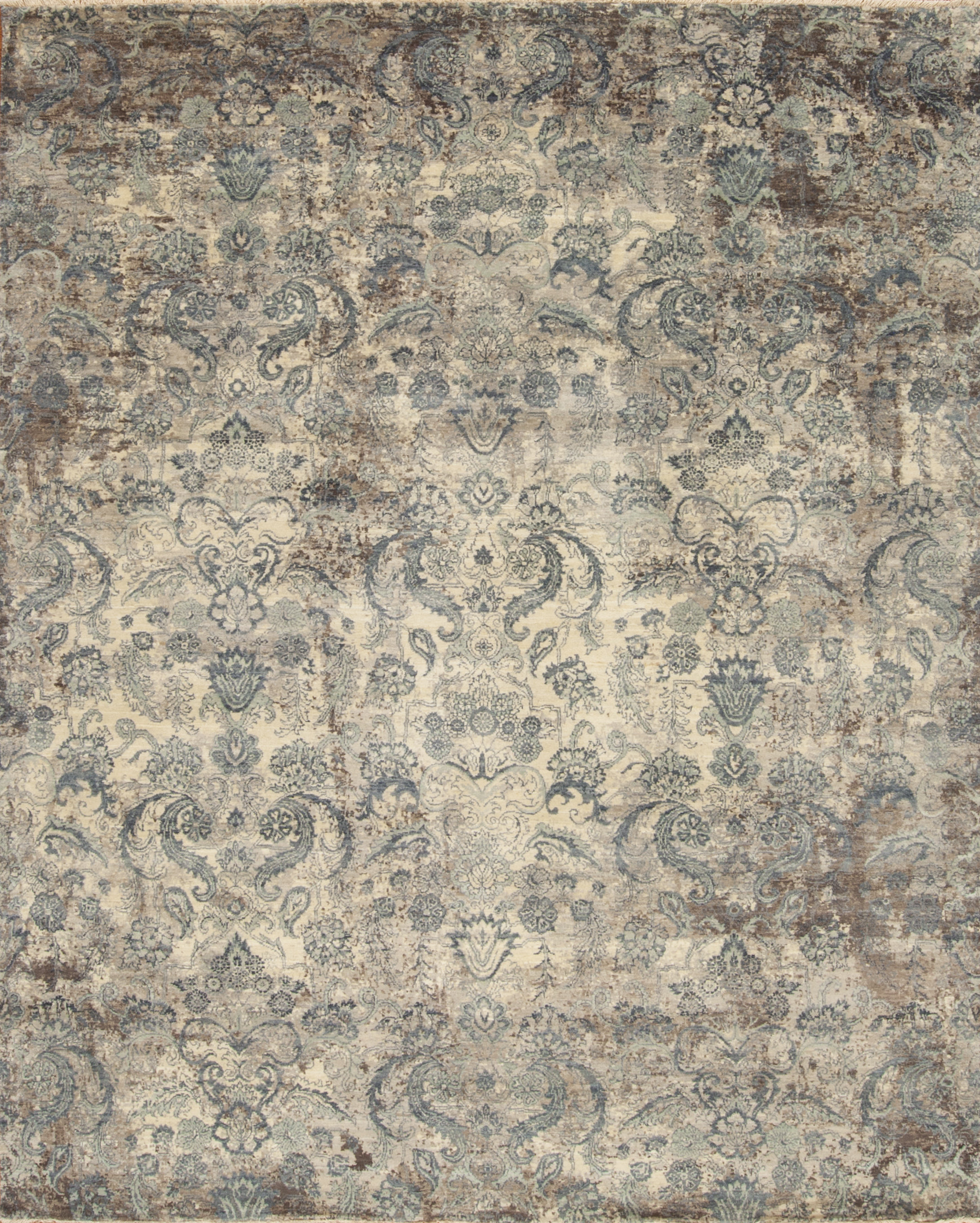 Samad Rugs European Damask Hand-Knotted Rectangle 8' x 10' Wool Area ...