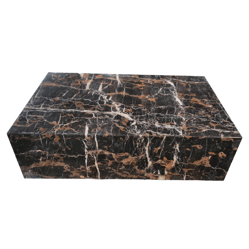 BETACH Genuine Marble Block Coffee Table - Portoro Gold Marble | Wayfair
