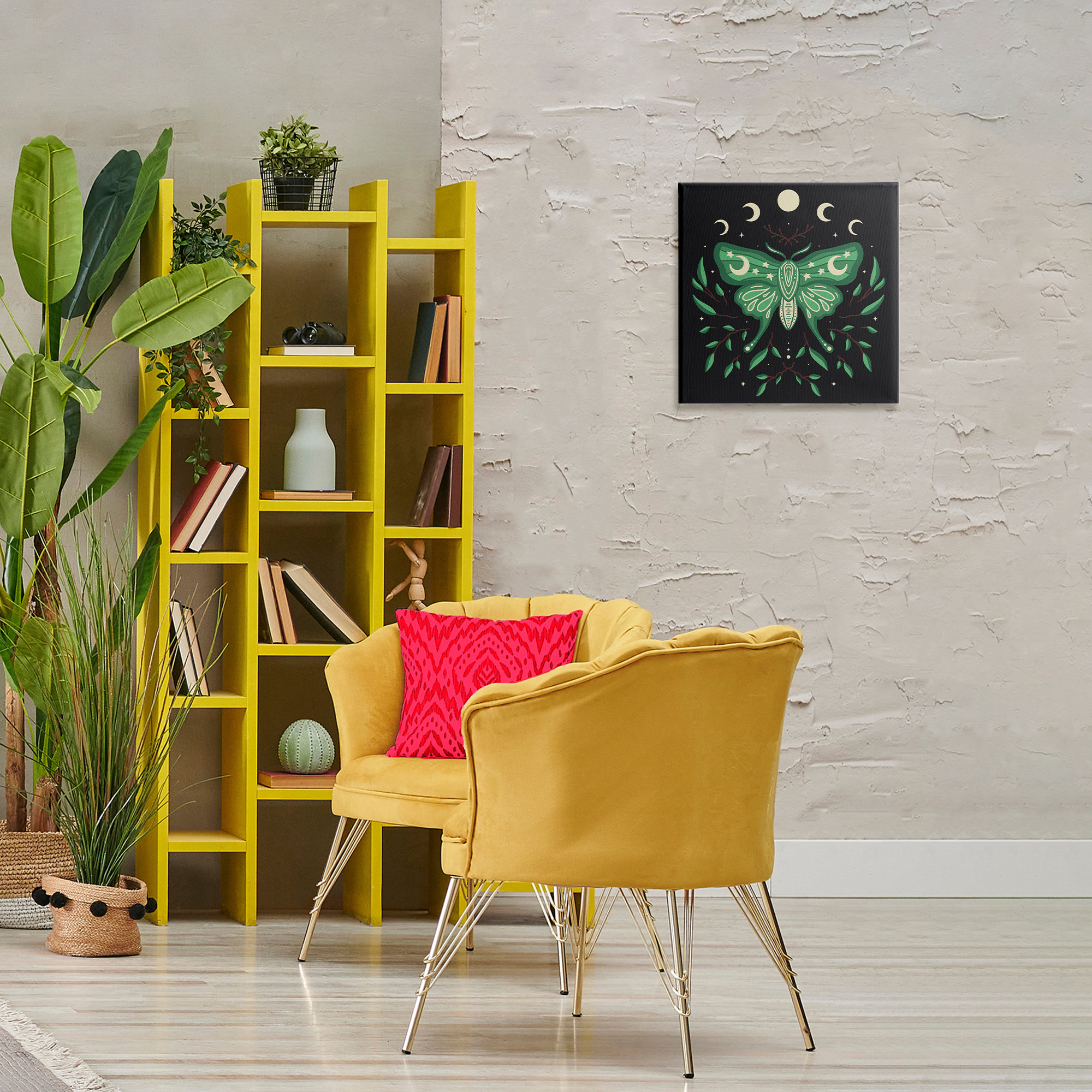 Rosalind Wheeler Celestial Moth & Botanicals Canvas Wall Art by Ahmed ...