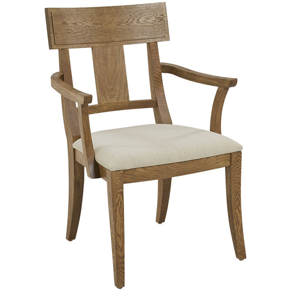 Stickley St. Lawrence Leather Slat Back Arm Chair in Mason Brown | Perigold