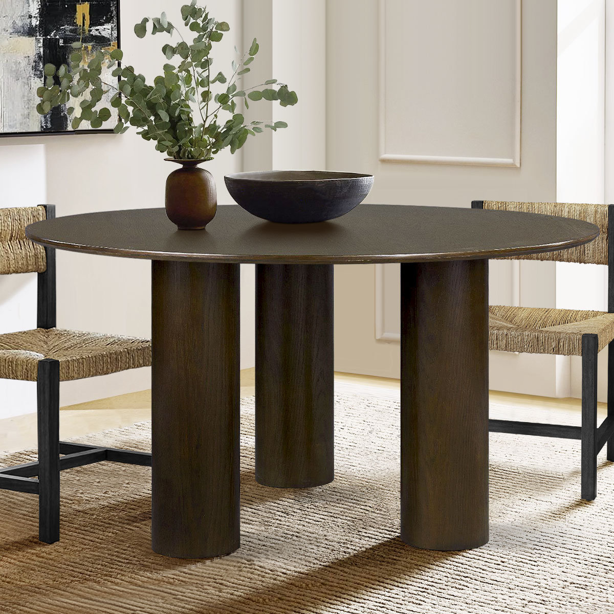 Wade Logan Baxman 3 Legged 52" Solid Oak Round Dining Table & Reviews ...