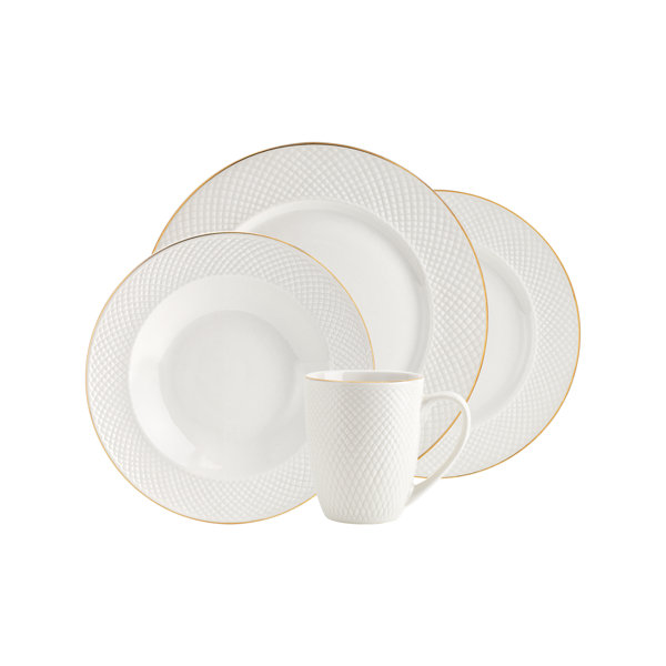 Birch Lane Rocha Porcelain 4 Piece Dinnerware Set, Service for 1 ...