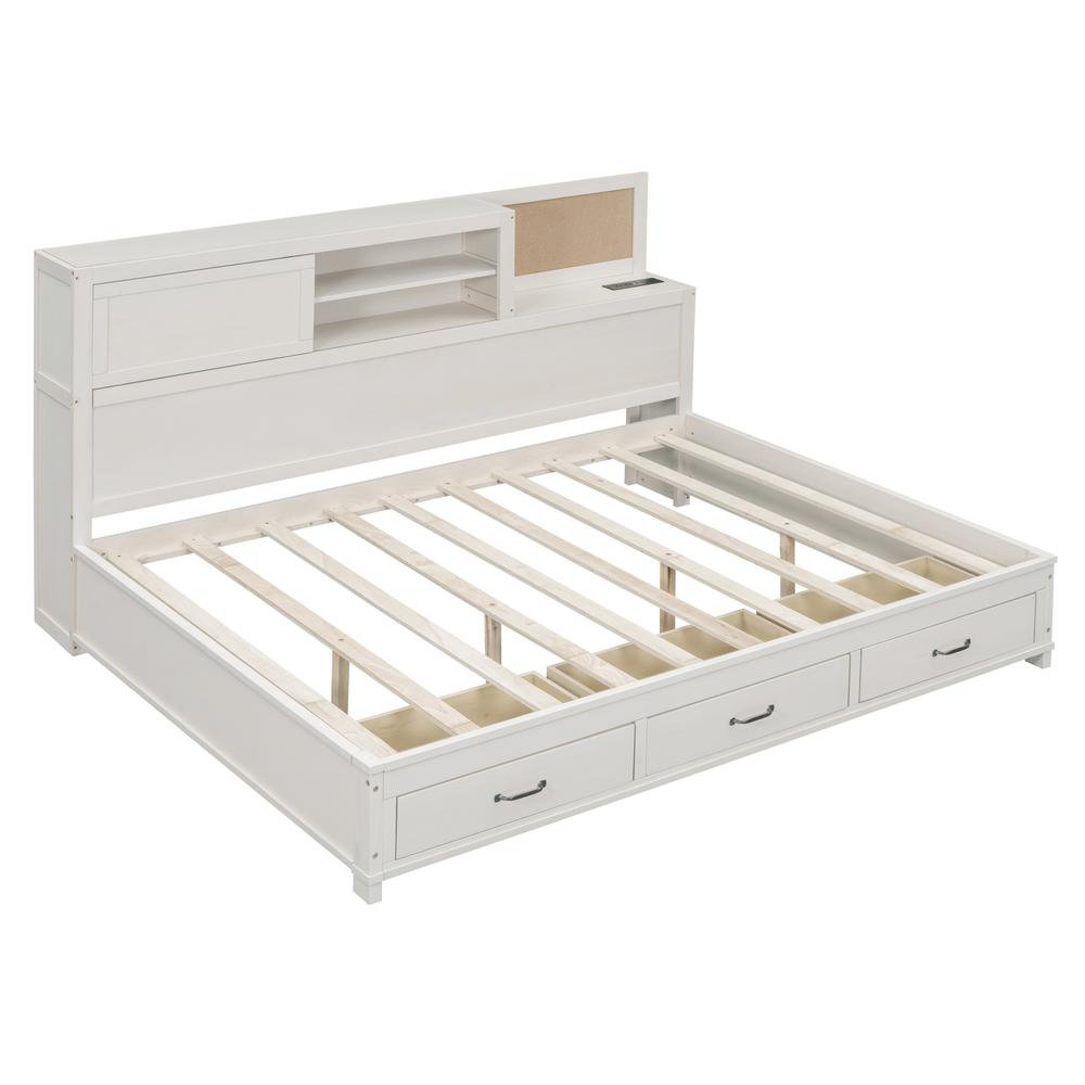 Red Barrel Studio® Full Size Daybed with 3 Storage Drawers,shelf, and a ...