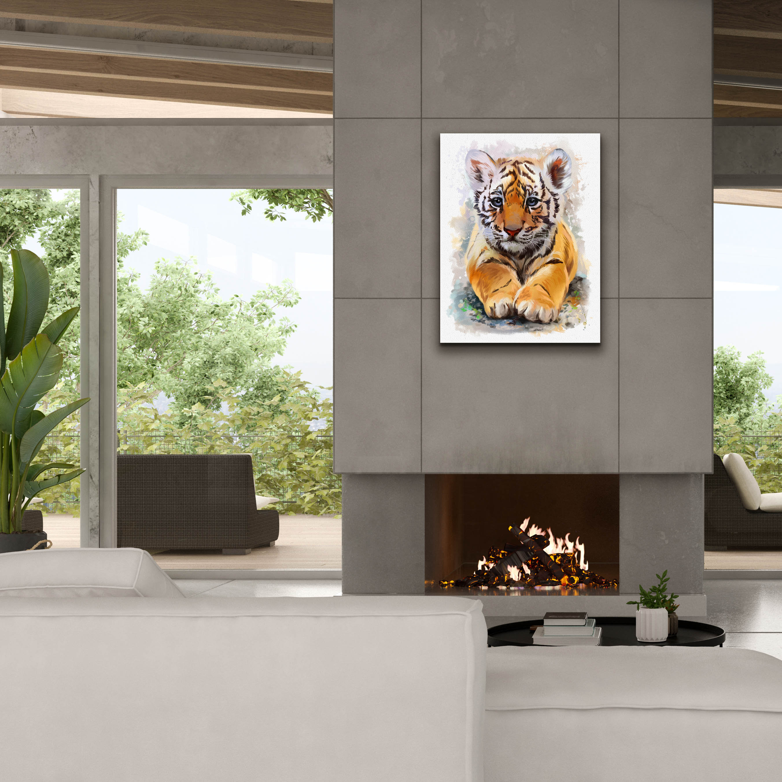 Epic Graffiti 'A Tiger Cub Lies On A Rock' by Kajenna Art Canvas Wall ...