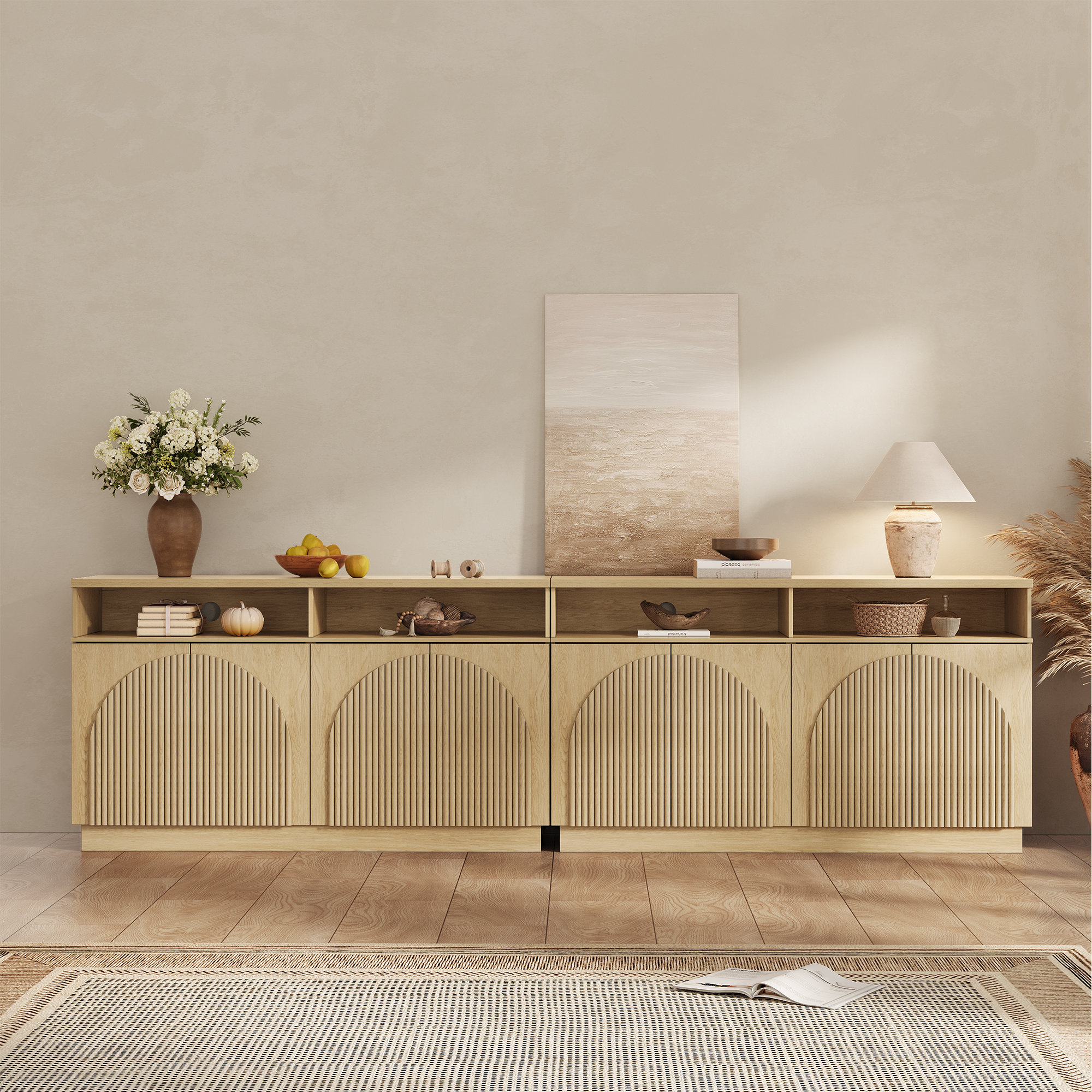 Ebern Designs Designer 55'' Curved Three-dimensional Texture Sideboard ...