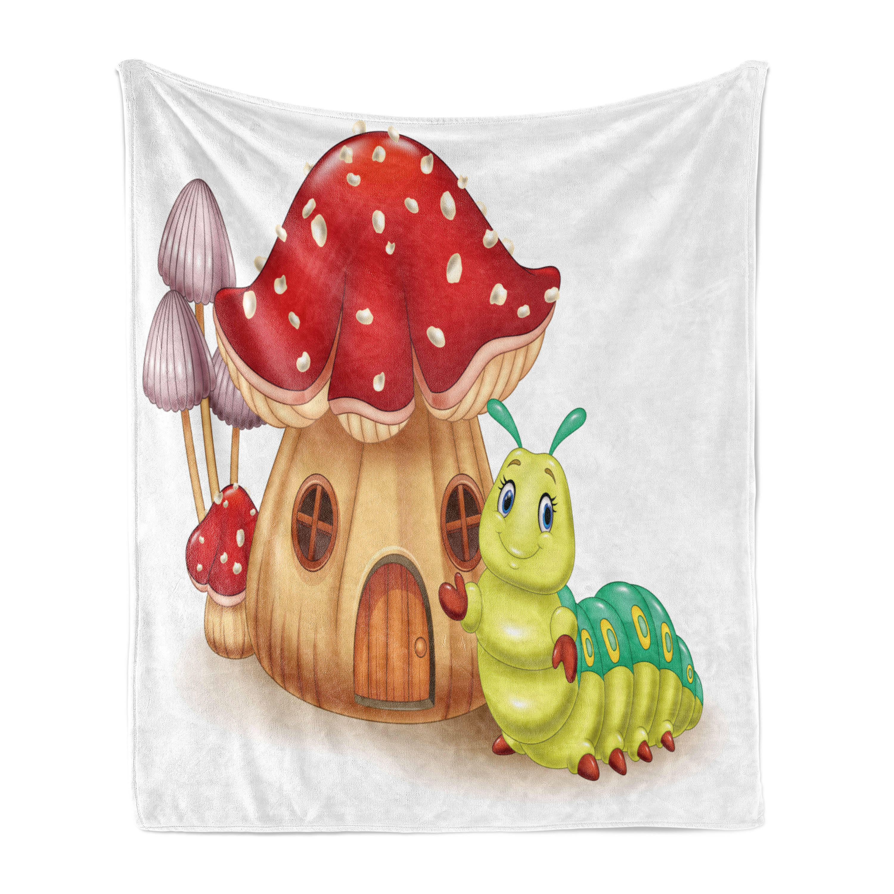 Ambesonne Caterpillar Fleece Throw Blanket Mushroom House Bug ...