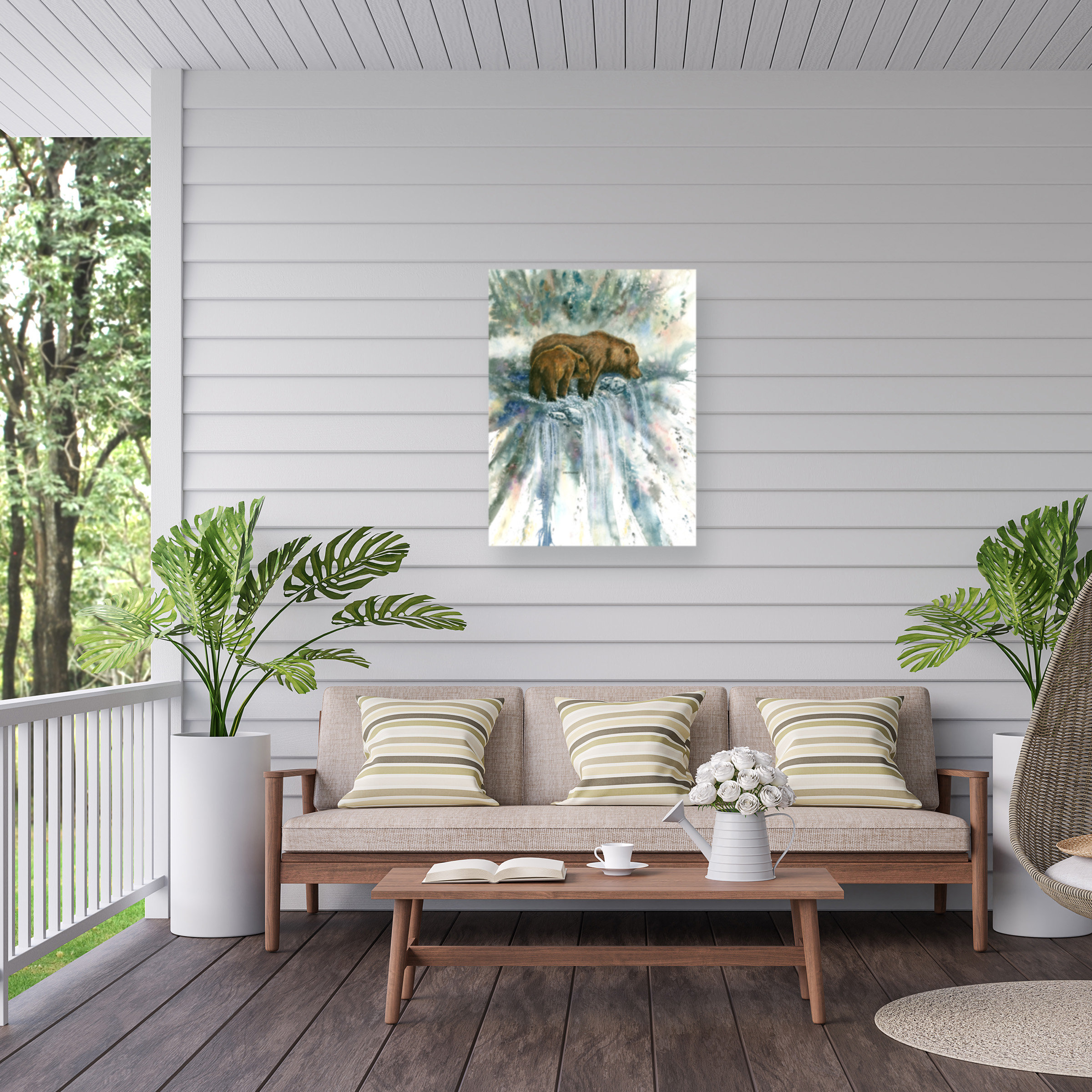 Winston Porter Dave Bartholet Bear Pause Outdoor Canvas | Wayfair